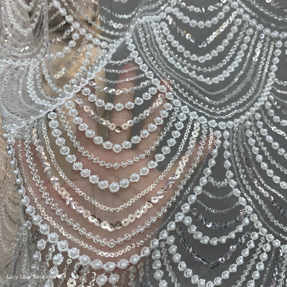 Scallop-Fish-Scale-Luxurious-Beading-Lace-Embroidery-Fabric-Lady-Dress ...