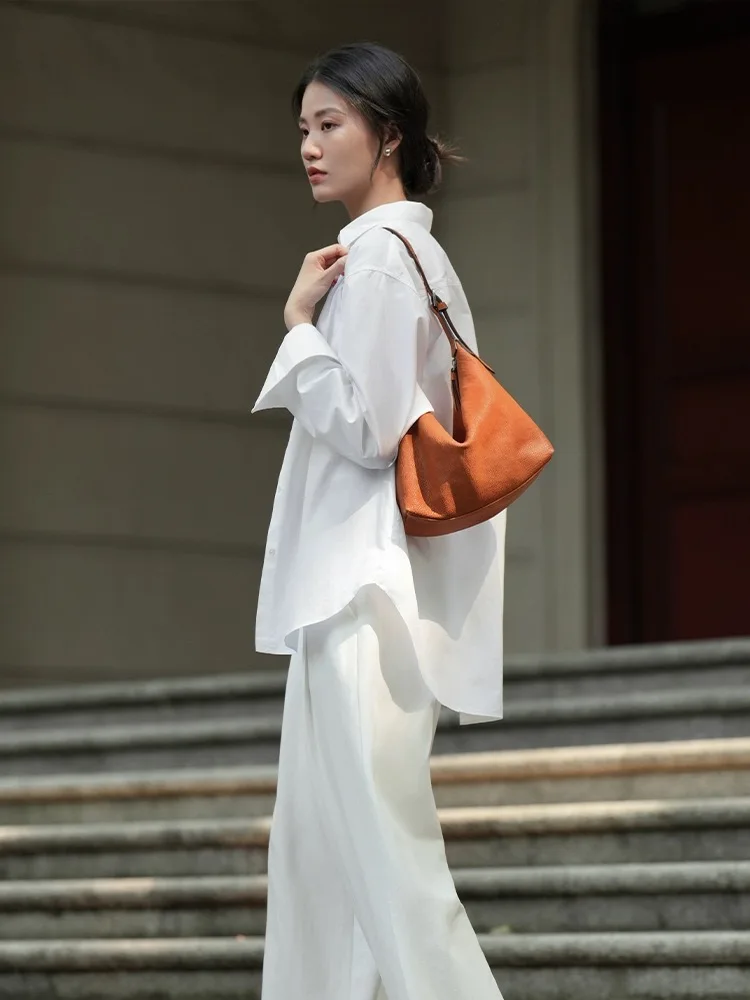 ross-Body-Commuting-Large-Capacity-Tote-Bag-with-Genuine-Leather-Retro ...