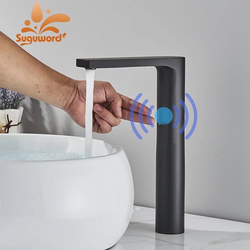 Matte-Black-Smart-Sensor-Basin-Faucet-Automatic-Sense-Deck-Mount-Single ...