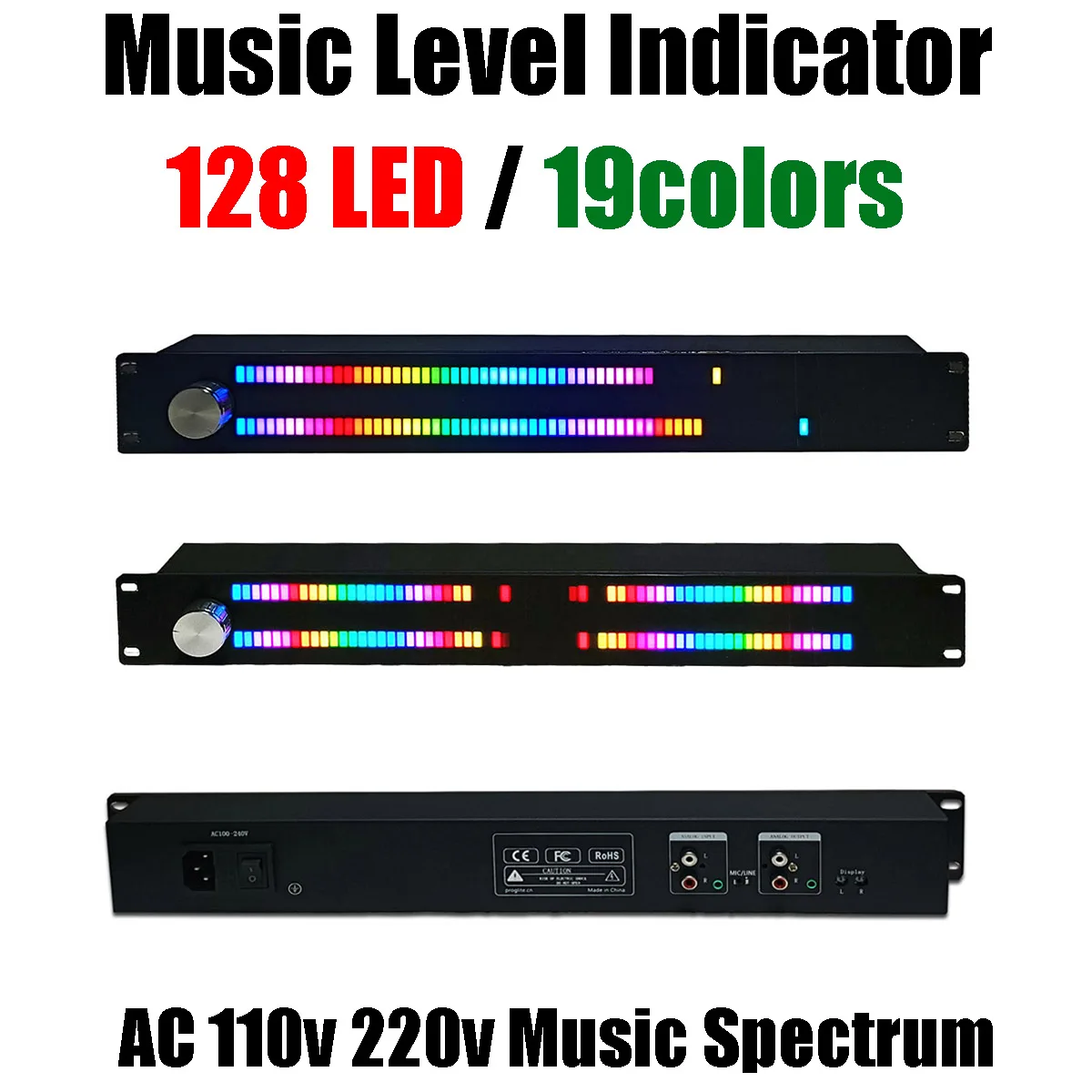 1U-Music-Level-Indicator-Light-LED-Spectrum-Display-Meter-Voice-Wire ...