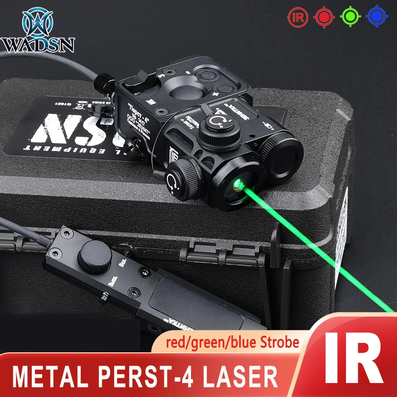 WADSN Airsoft 전술 perst 4, 적색 녹색 IR 스트로브 레이저 사이트, 금속 DBAL A2 PEQ15 라이트 지원, 제로 타겟/밝기 조정 ...