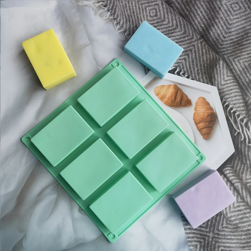 6 Cavity New Multicolor Silicone Mold for Making Soaps Plain Soap Mold ...