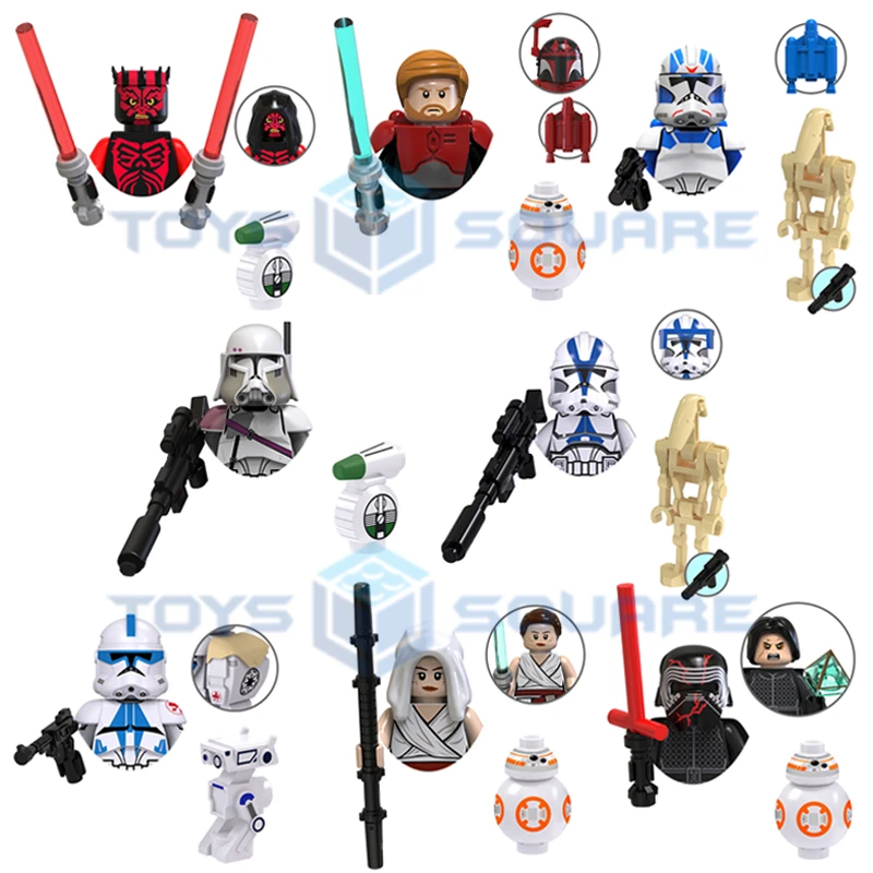 Die Kylo Ren Darth Maul Obi Wan 501 Jet Clone Trooper Kommandant Bacara ...