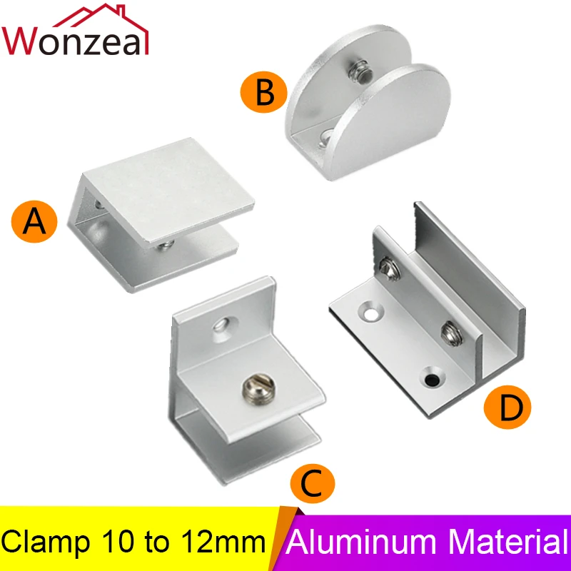 Glass Clamps For 10-12mm Shelves Holder Corner Bracket Clamp Aluminum ...