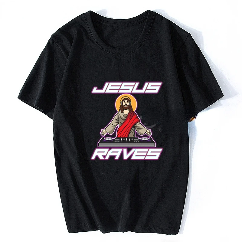 Jesus-Raves-Printed-Casual-Men-T-Shirts-Fashion-Harajuku-Custom-Male-T ...