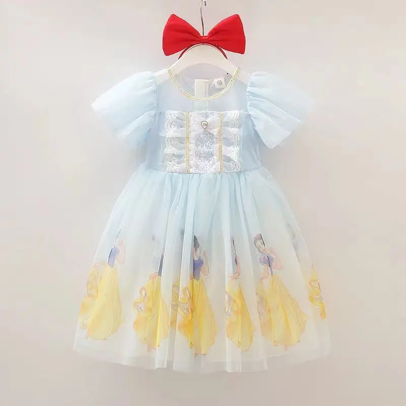여아용 반팔 공주 드레스 어린이 드레스 여름 백설공주 드레스 생일 파티 역할 놀이 2023 신제품 Aliexpress
