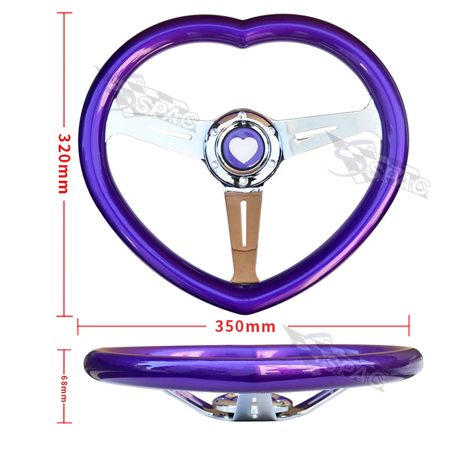 JDM Heart Shaped Racing Steering Wheel Universal Car ABS Steer Wheel ...