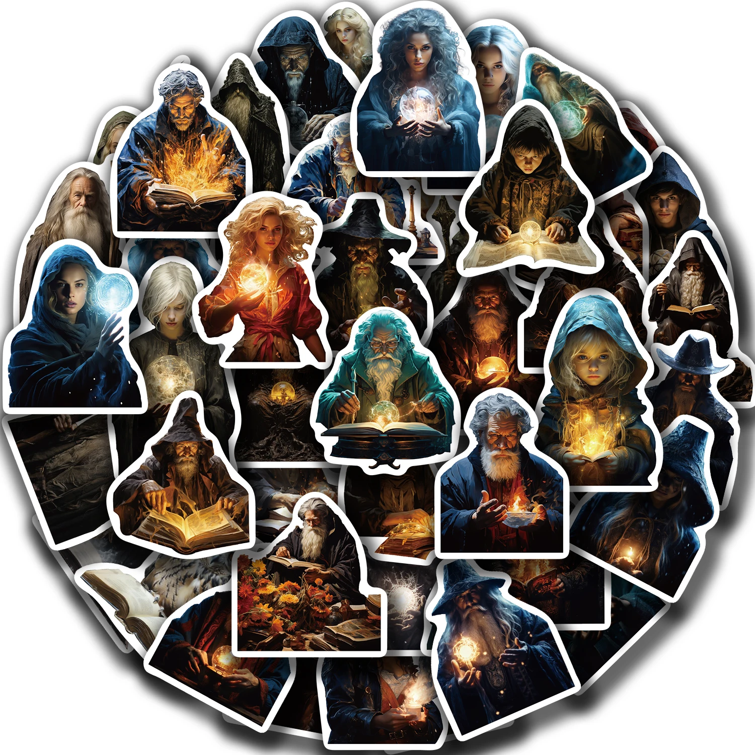 50pcs-Retro-Magic-Wizard-Graffiti-Stickers-Vintage-Sorcerer-and-Lamp ...