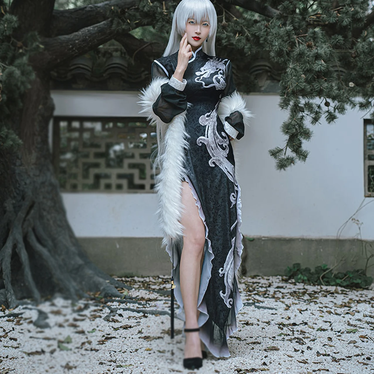 Jujutsu-Kaisen-disfraz-de-Cosplay-para-mujer-Gojo-Satoru-Qipao-negro ...