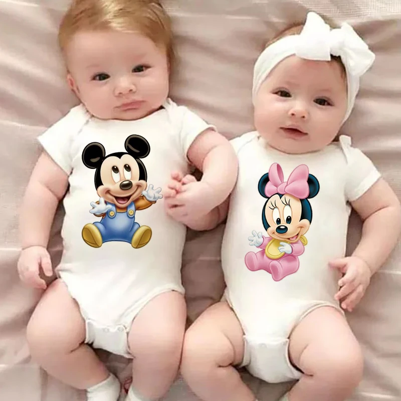 Nova disney bebê meninos meninas mickey minnie impressão newborn macacão kawaii dos desenhos ...