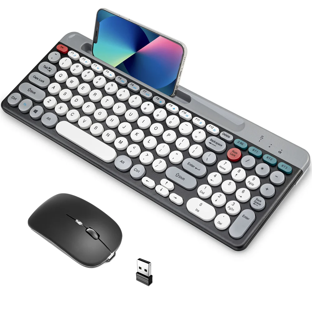Wireless-Keyboard-And-BT-Mouse-Set-125hz-Multi-Device-Mode-With-Phone ...