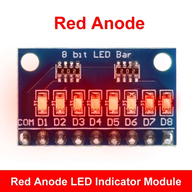 TZT 3.3V 5V 8 Bit Blue / Red Common Anode / Cathode LED Indicator ...
