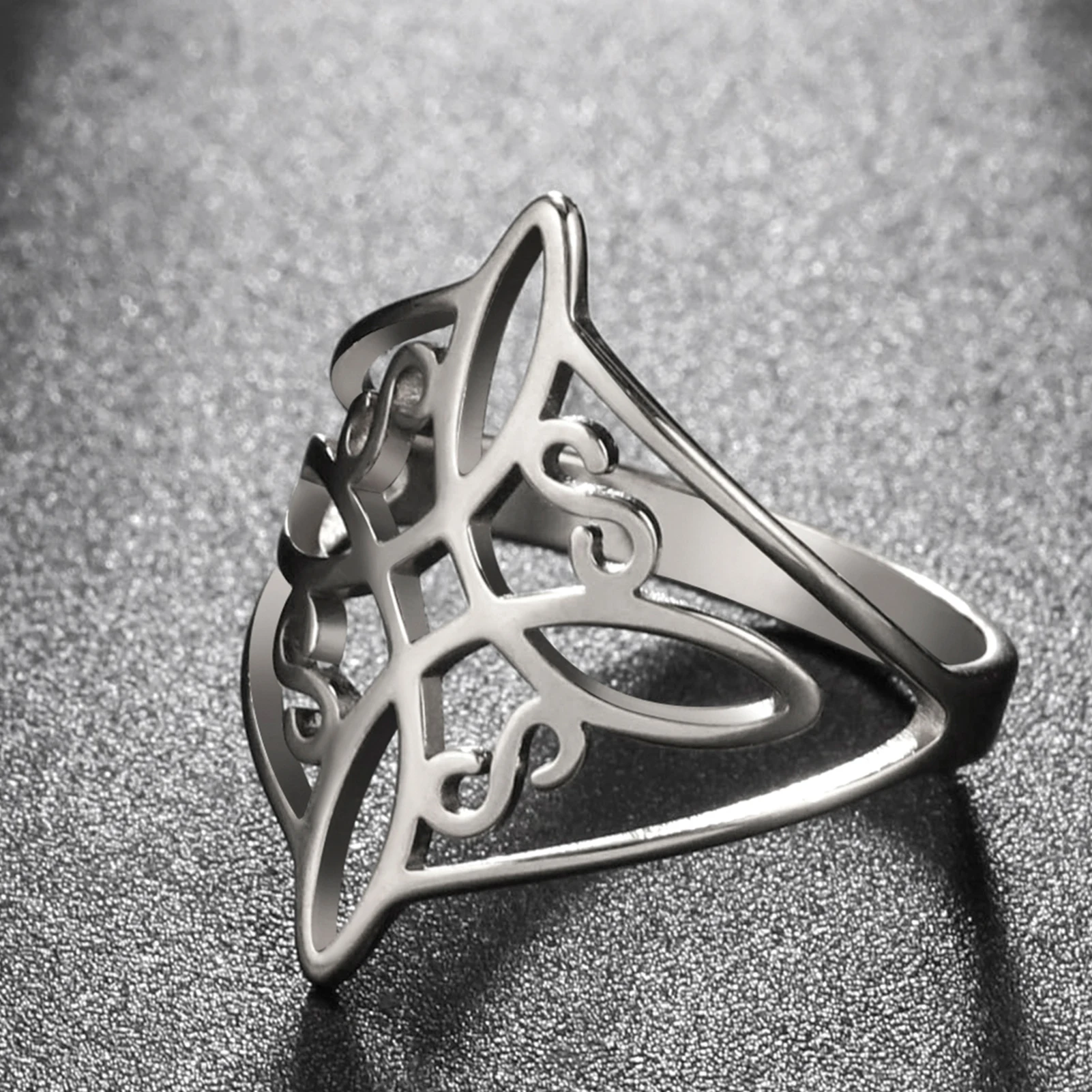 LIKGREAT-Bruja-anuda-anillo-de-acero-inoxidable-bruja-Cruz-celta-anuda ...