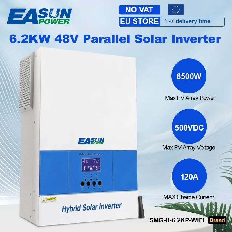 EASUN Parallel 6.2KW Hybrid Solar Inverter MPPT Pure Sine Photovoltaic ...