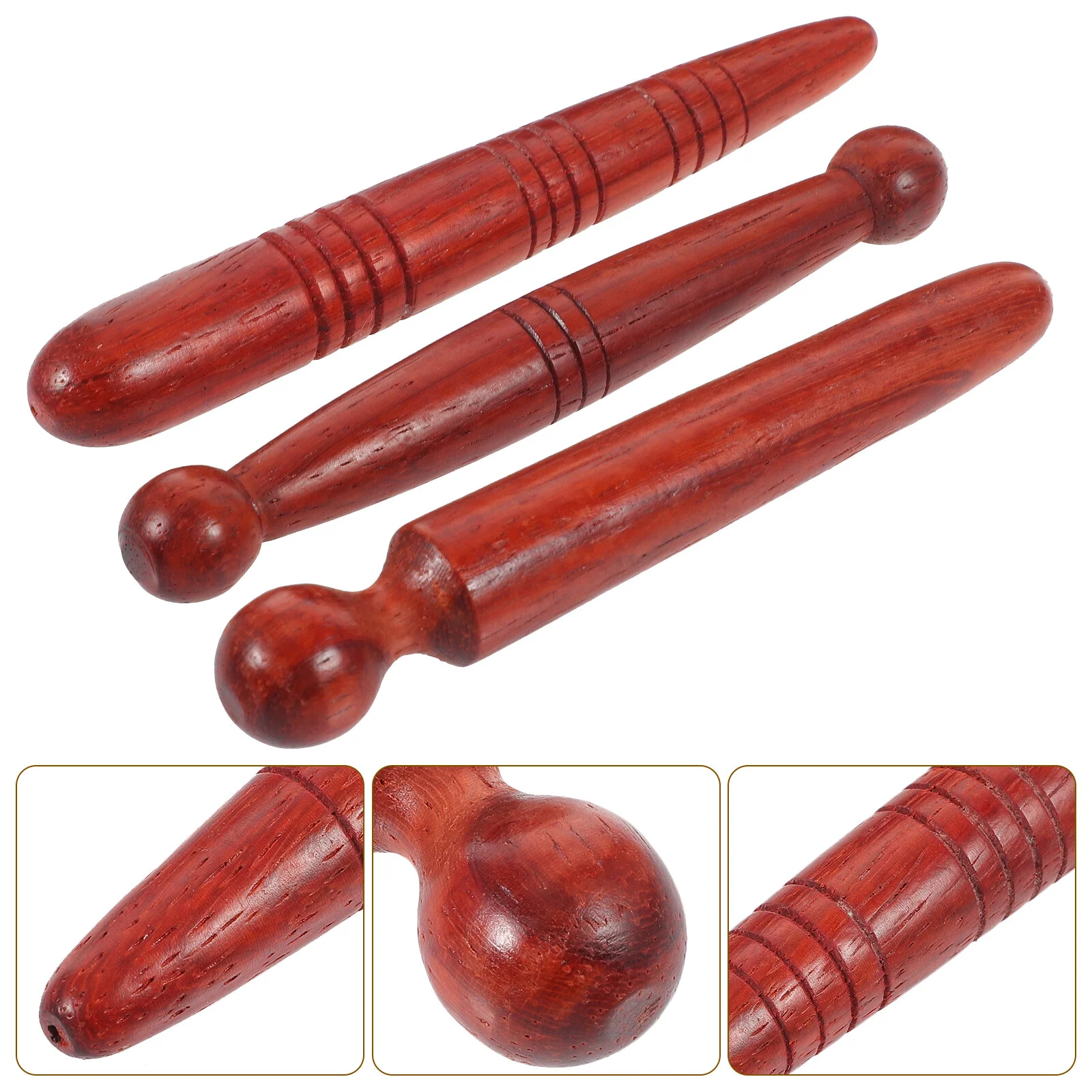 3Pcs Acupressure Stick Wood Foot Tools Wooden Sticks Roller Rod Massagers Manual Pen Roller ...