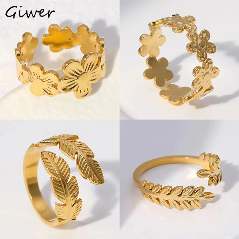 Stainless Steel Rings Women Flower Silver | Stainless Steel Adjustable Rings - Rings - Aliexpress