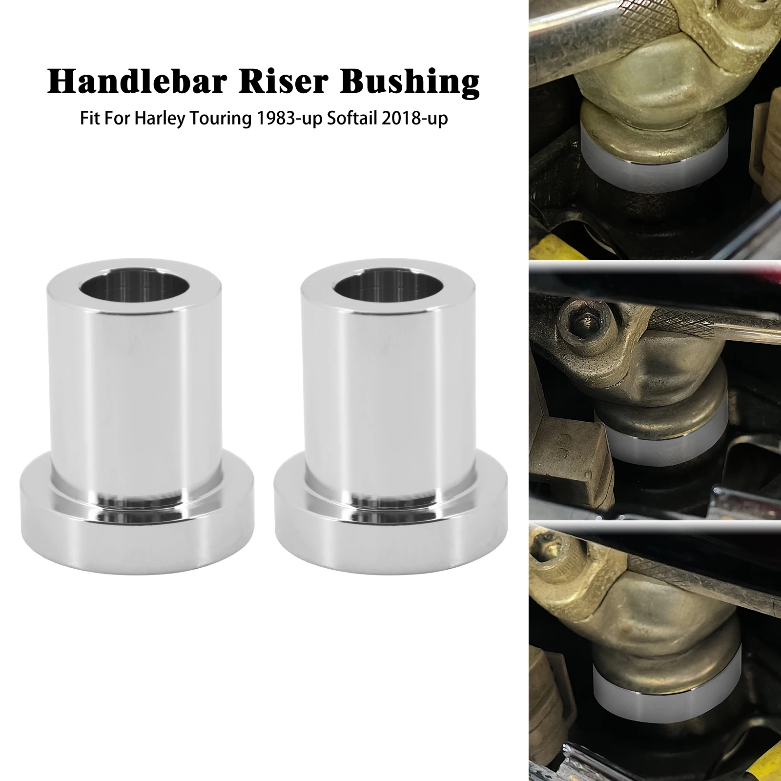 Black Chrome Handlebar Riser Bushings Motorcycle For Harley Touring ...