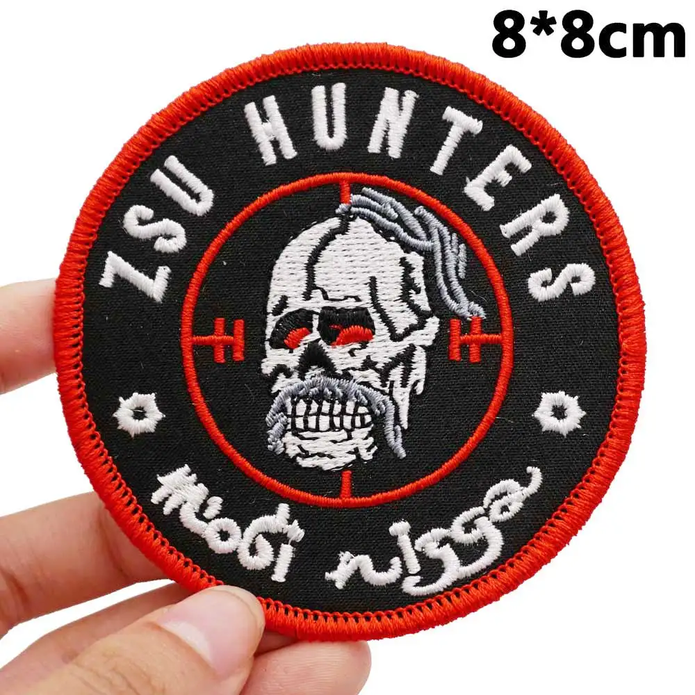 ZSU-HUNTER-Badge-Embroidered-Applique-Sewing-Label-punk-biker-Patches ...