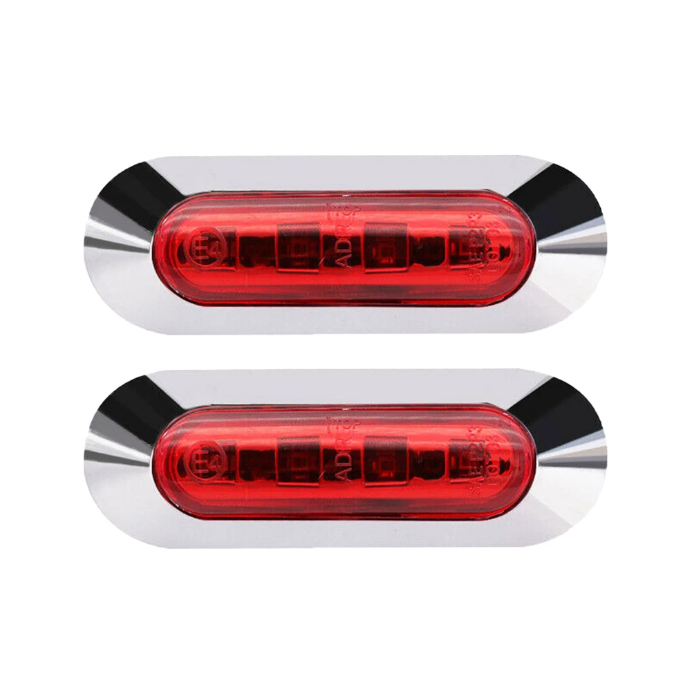 2Pcs 4 LED Side Marker Light Lamp Clearance Car Truck Trailer Chrome ...