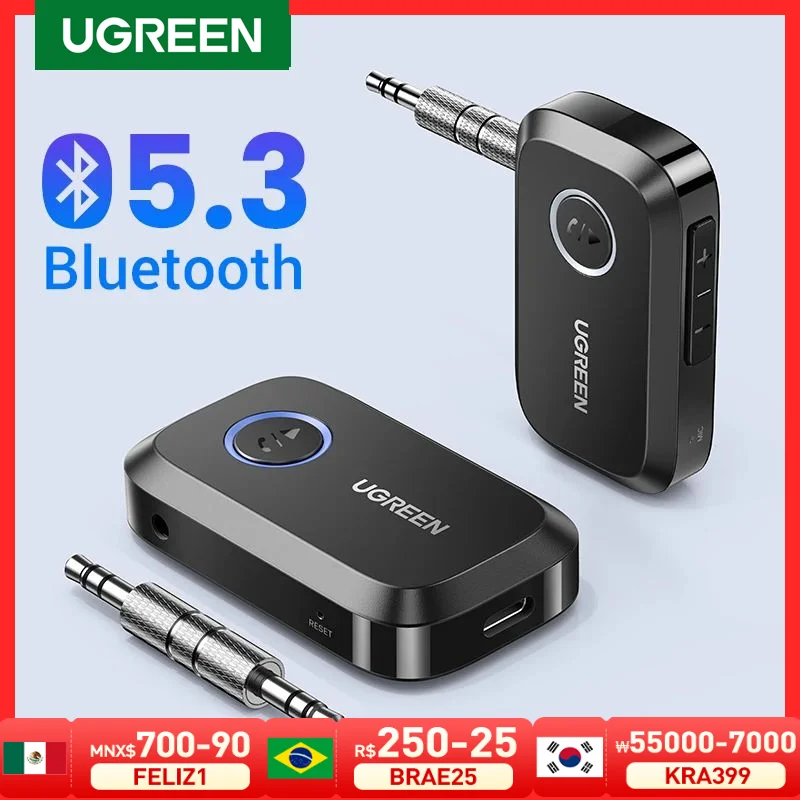 UGREEN-Bluetooth-Car-Receiver-Adapter-3-5mm-AUX-Jacks-for-Car-Speakers ...