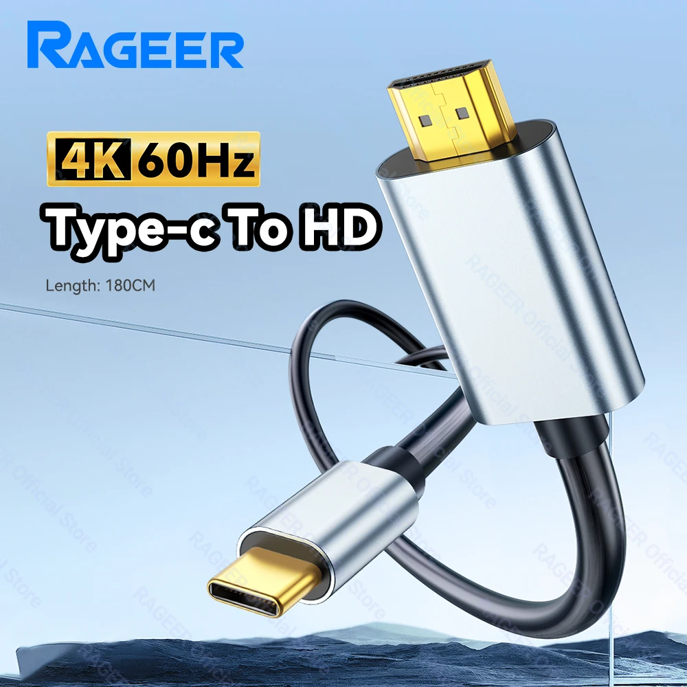 RAGEER 4K@60Hz/4K@30H Type-C to HDMI Video Cable Unidirectional Type-C ...