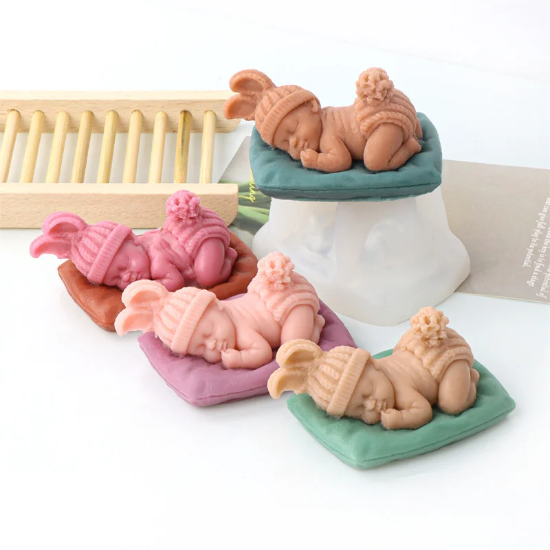 3D Baby Sleeping Shape Silicone Mold Kitchen DIY Fondant Cake Baking ...