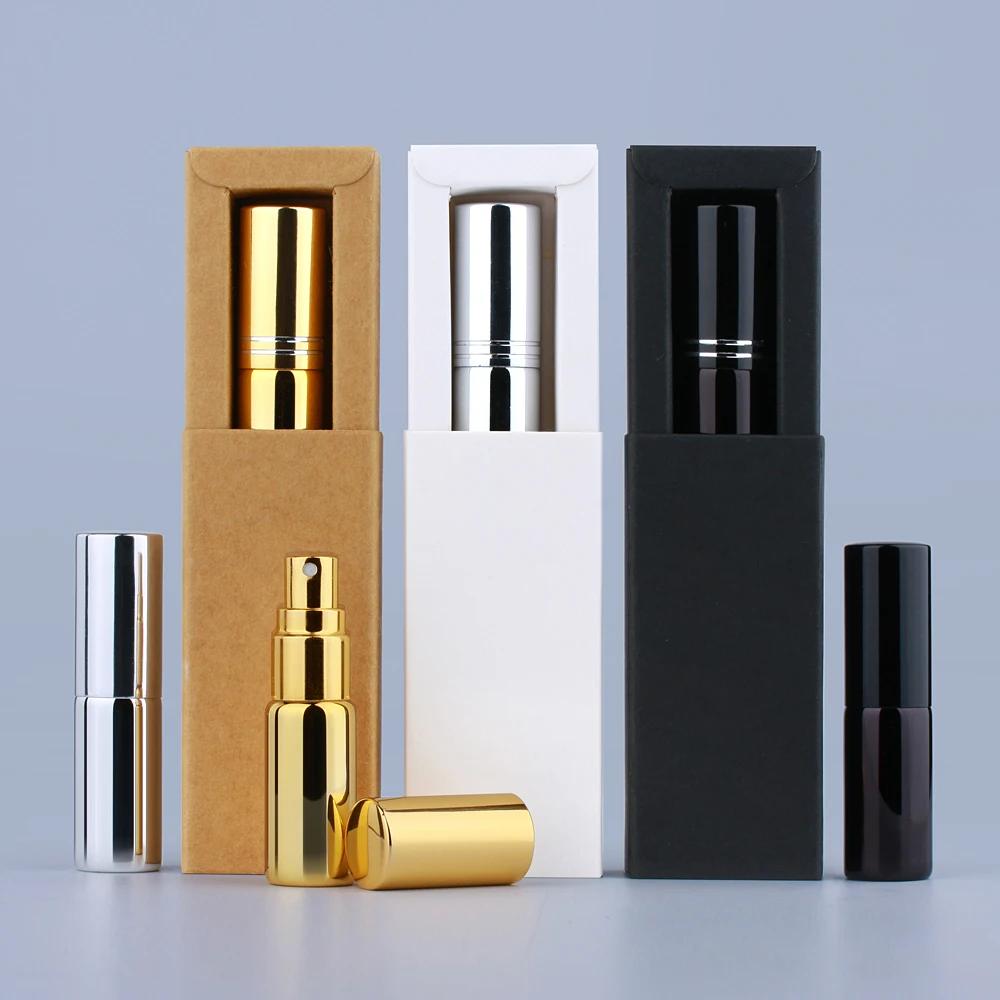 Perfume Bottle 5ml With Packaging Box Gold Silver Black Glass Spray ...