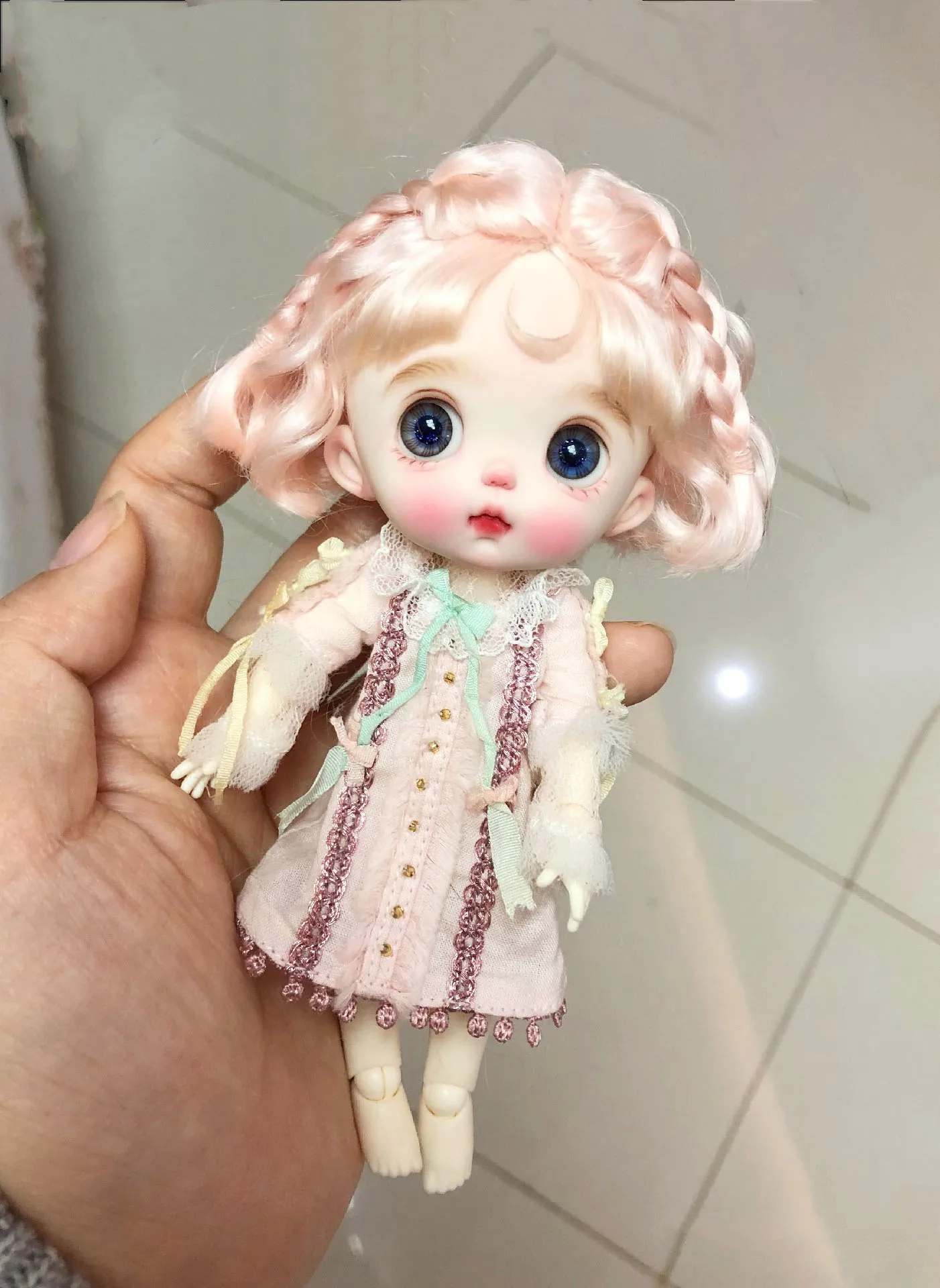 Custom-OB11-doll-hair-hard-head-shell-pink-short-wig-1-8-BJD-doll ...