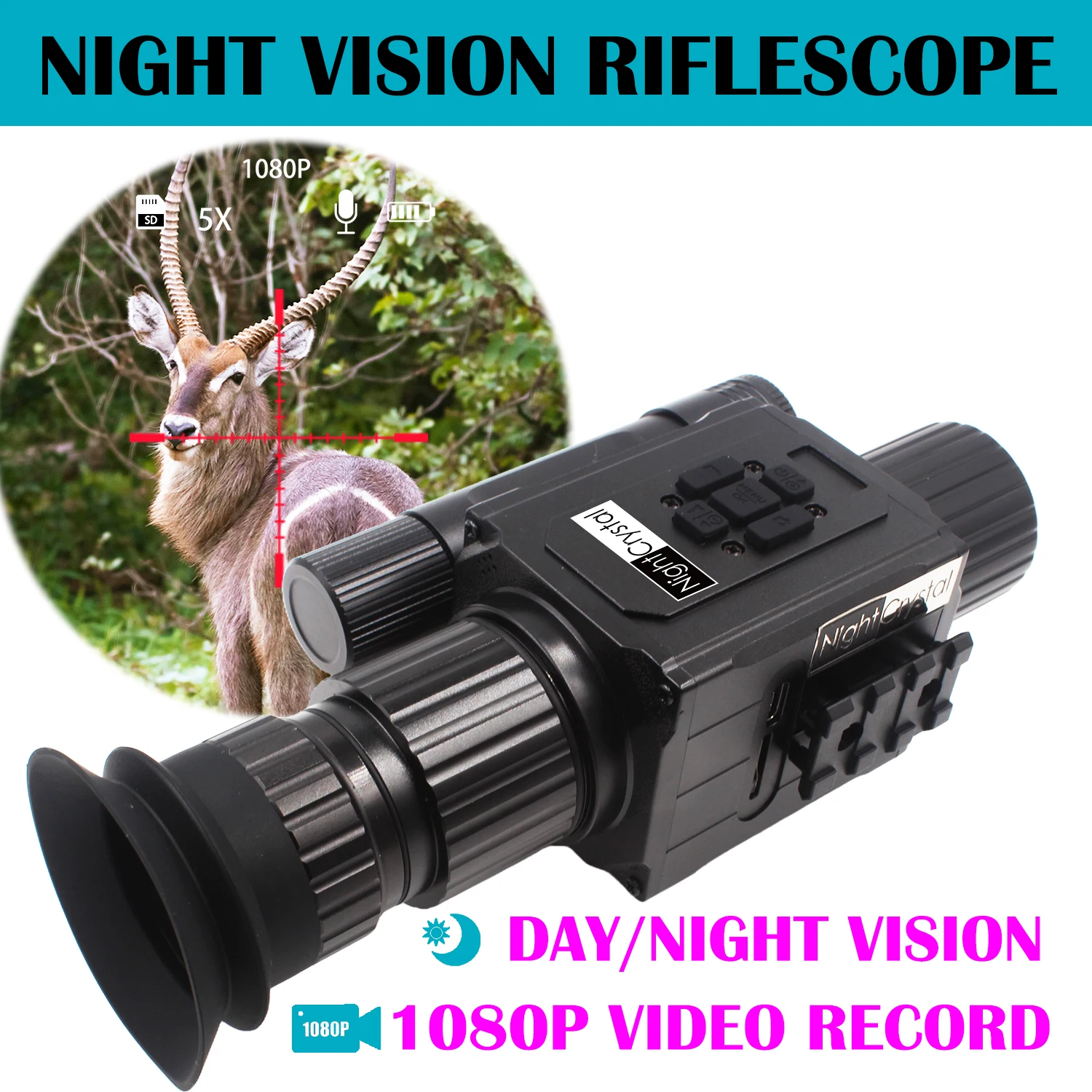 NighrCrystal M6 Megaorei NK008 Jachtcamera 1080p Nachtzicht Riflescope ...
