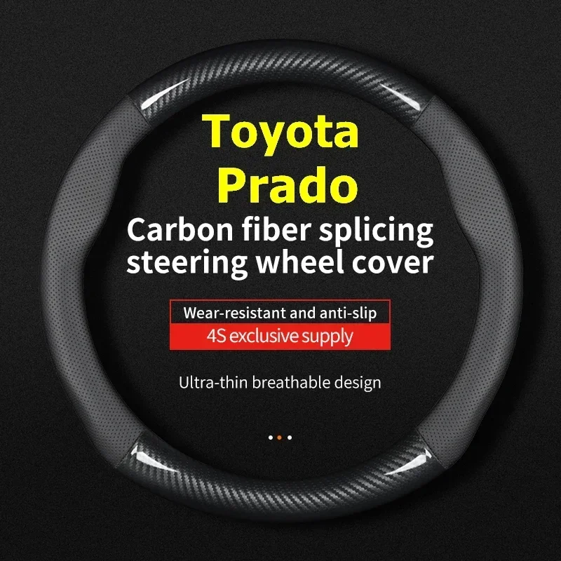 For Toyota Prado Steering Wheel Cover Genuine Leather 4.0L GX VX NAVI ...