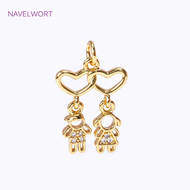 Trendy 18K Gold Plated Boy Girl Pendant For Necklace Making Findings ...