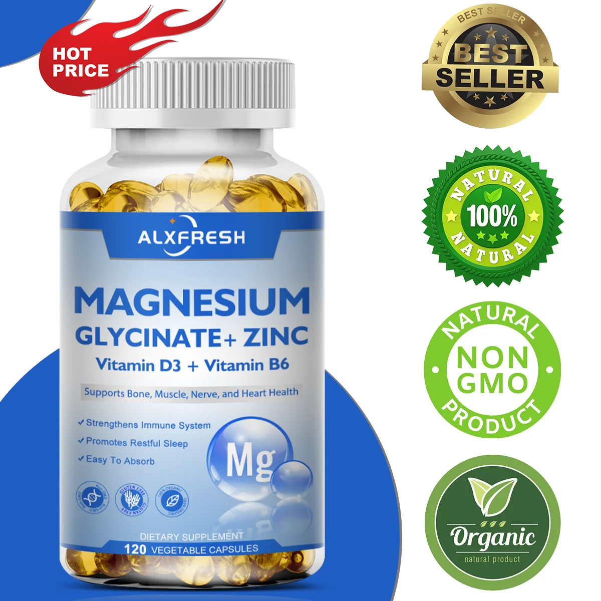 Alxfresh-Magnesium-Complex-Capsules-with-Zinc-Vitamin-D3-B6-Supplement ...