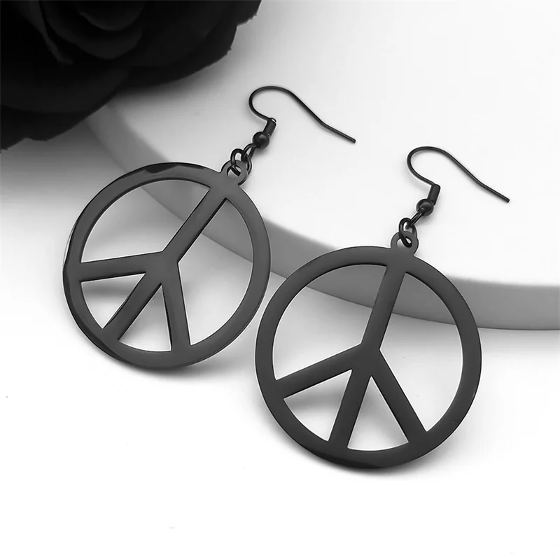 Punk-Hip-Hop-Peace-Symbol-Round-Hoop-Earrings-Vintage-Antique-Stainless ...