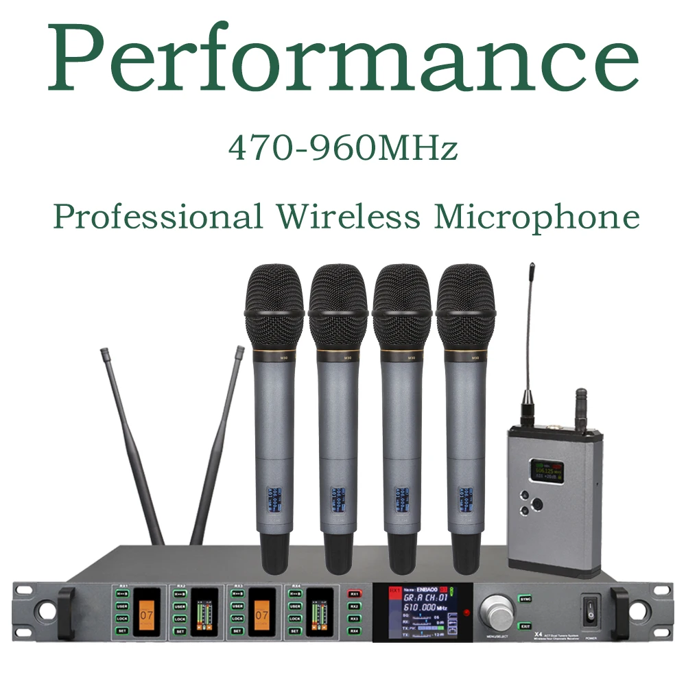X4-Professional-Stage-True-Diversity-Wireless-Microphone-System-4-Channel-UHF-Wireless ...