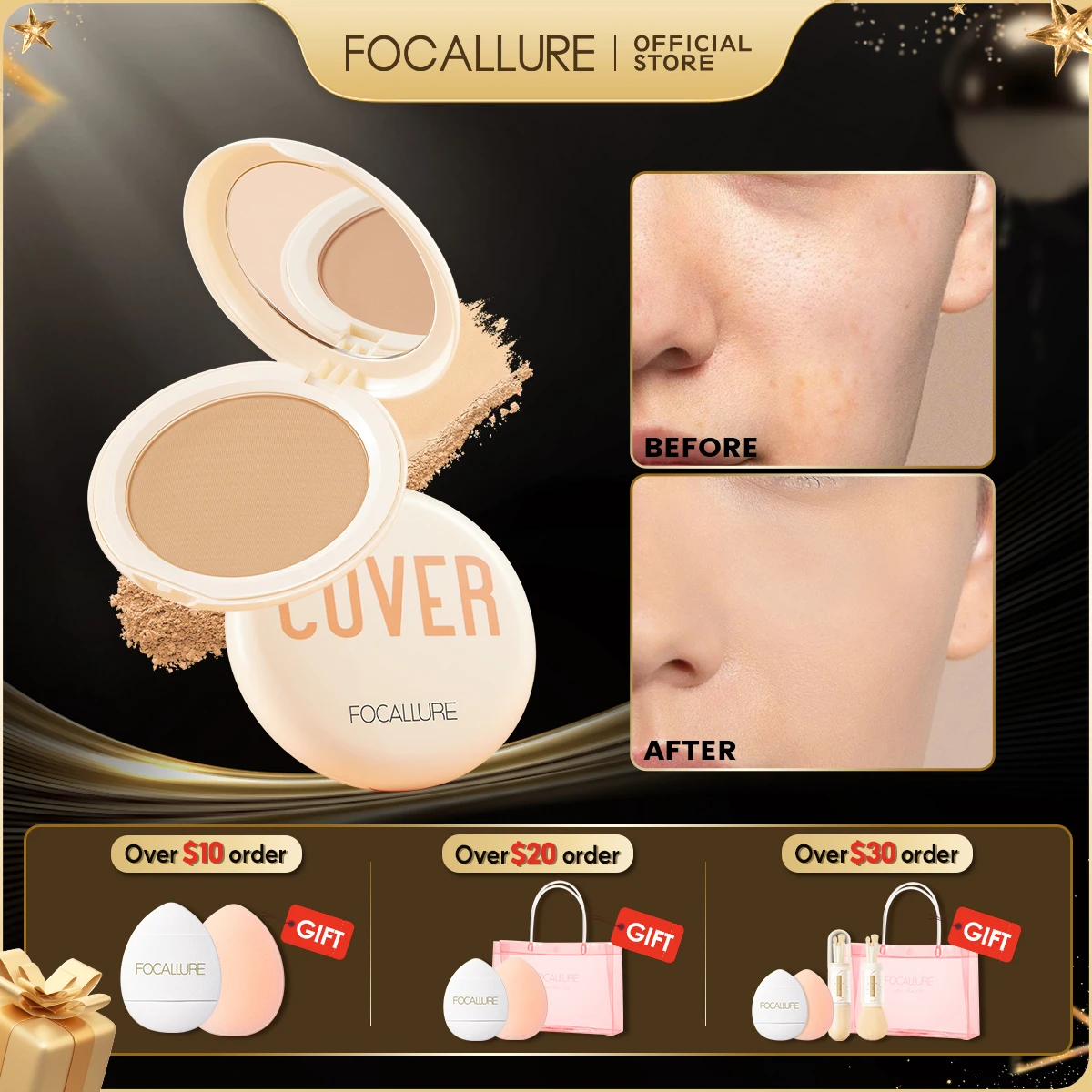 FOCALLURE-Natural-Matte-Pressed-Powder-Oil-Control-Brighten-Whitening ...
