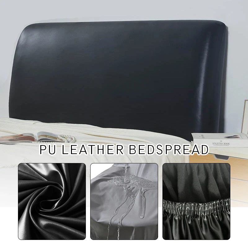 Waterproof-Artificial-PU-Leather-Headboard-Cover-Hotel-Home-Elastic-All ...