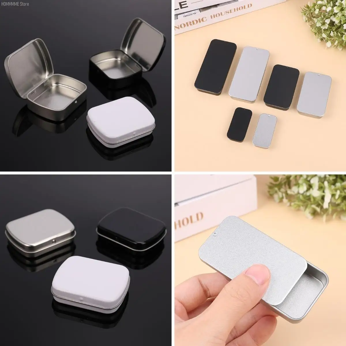 New Metal Rectangular Empty Mini Tin Box Tinplate Push Candy Pill Cases ...