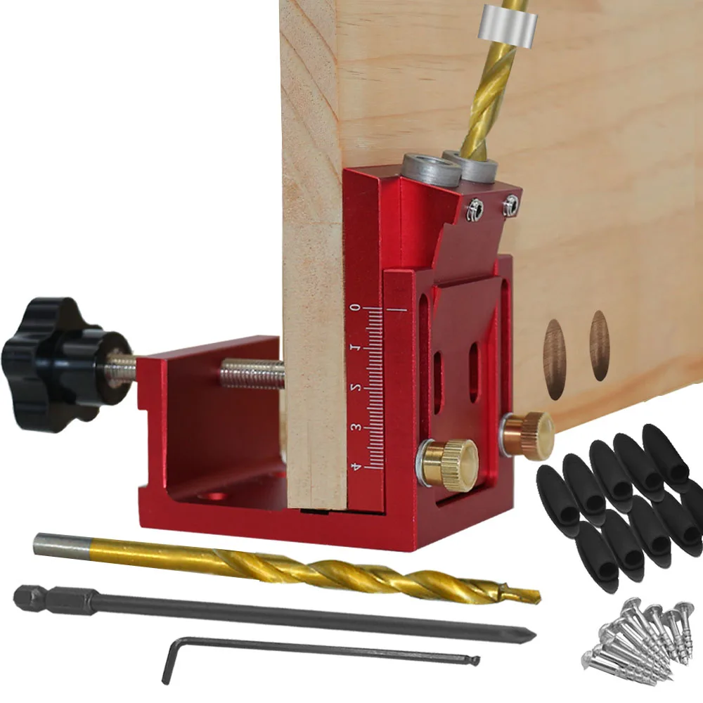 Pocket-Hole-Jig-Two-Hole-Wood-Jig-System-Kit-with-Drill-Guide-and-Step ...