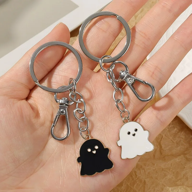 Funny-Lovely-Black-White-Ghost-Keychain-Cute-Trend-School-Bag-Car-Key ...