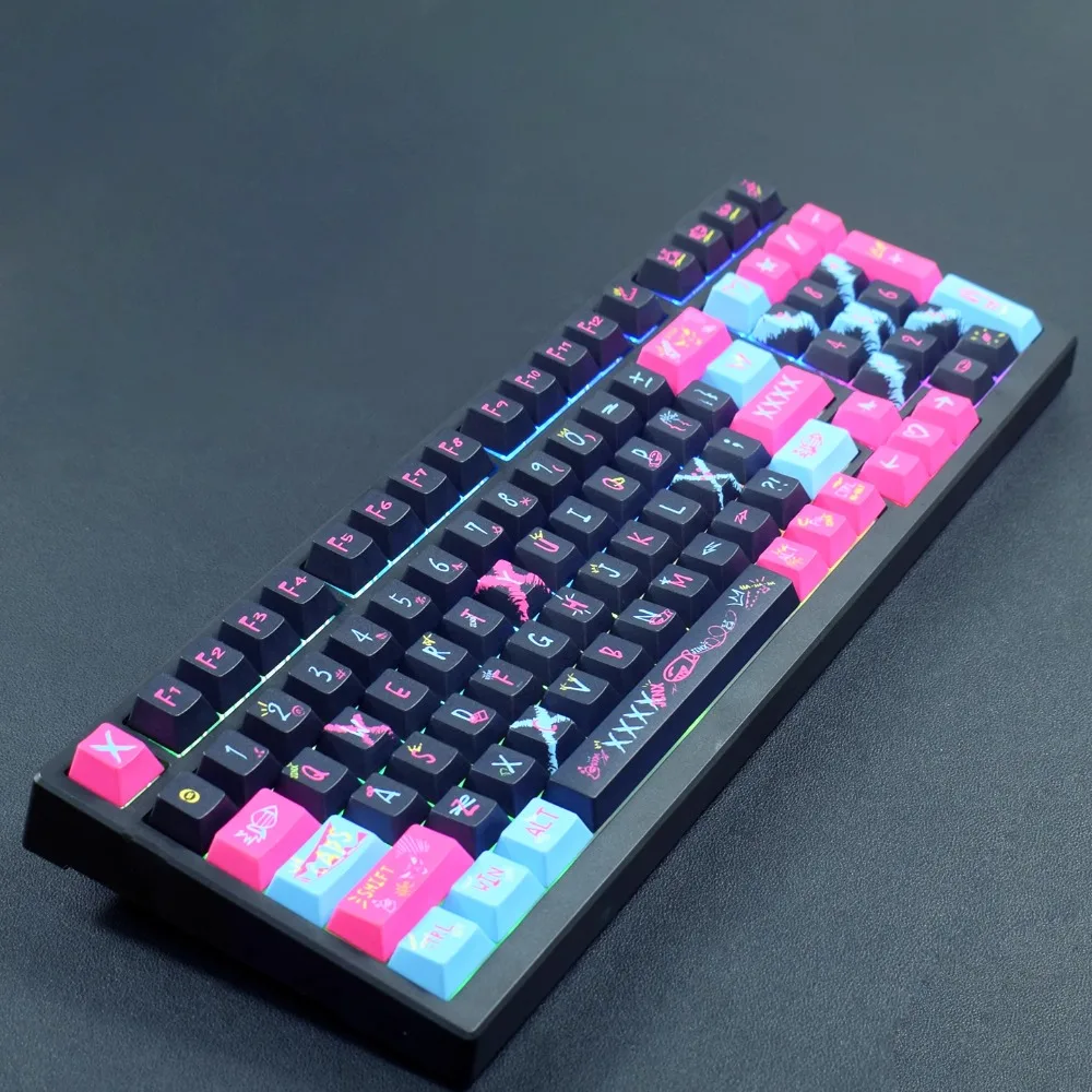 Jinxs Arcane Keyboard: The Ultimate PBT Keycap Set for Fans of the Show ...