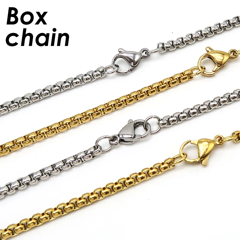10-Pieces-Round-Box-Chain-Necklace-Stainless-Steel-Necklace-for-Men-or ...