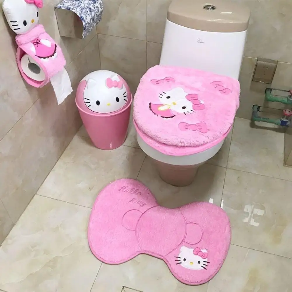 Sanrio-Hello-Kitty-Toilet-Cover-Set-Kawaii-Anime-Figure-Plush-Paper ...