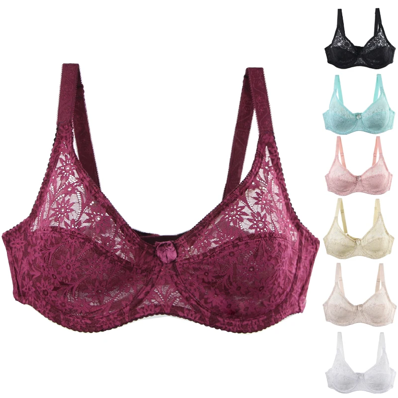 2024 New Bras For Women Ultra ThinThick Deep View V Lace Transparent ...