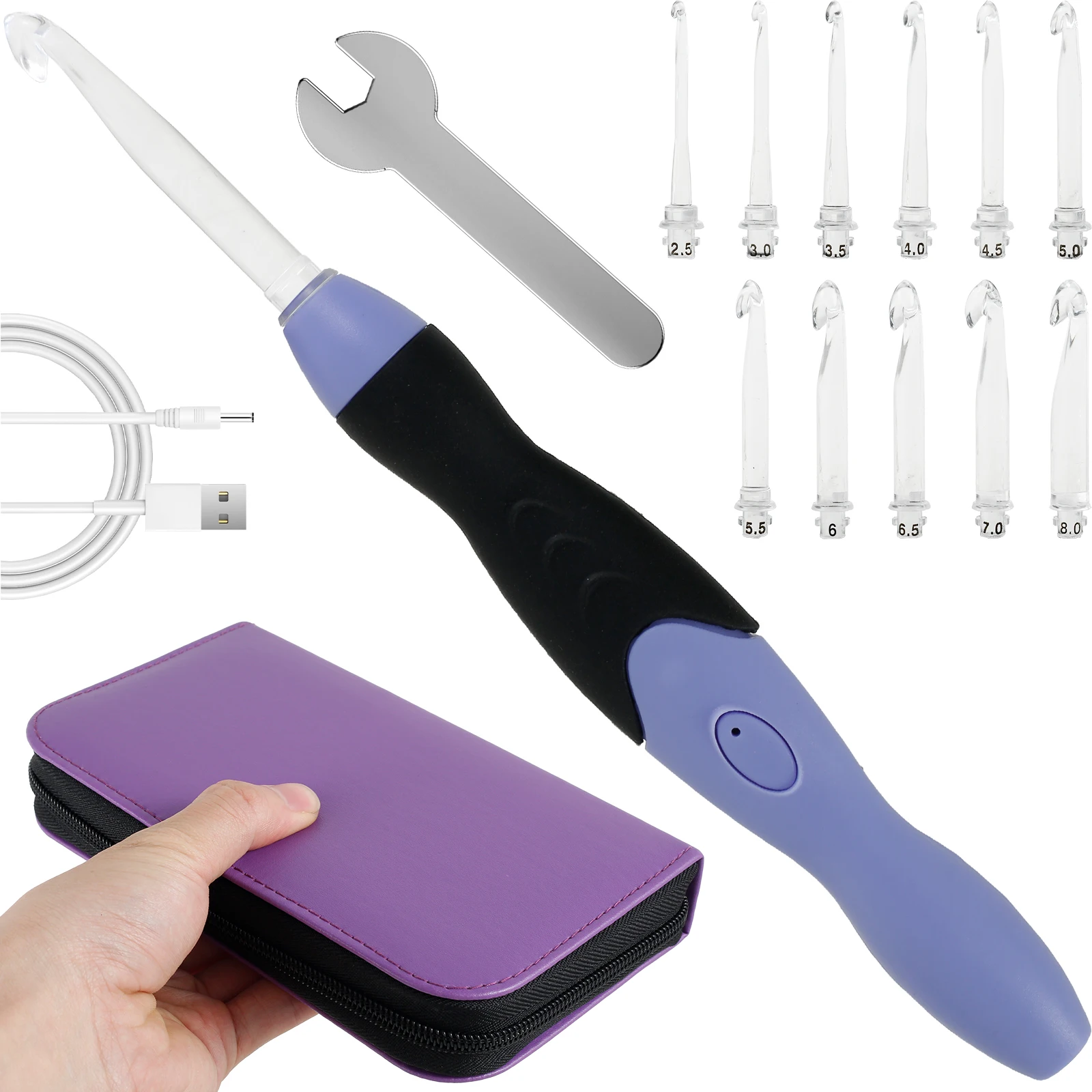 Light-Up-Crochet-Hook-Set-11-Sizes-Lighted-Crochet-Hooks-with-Case ...