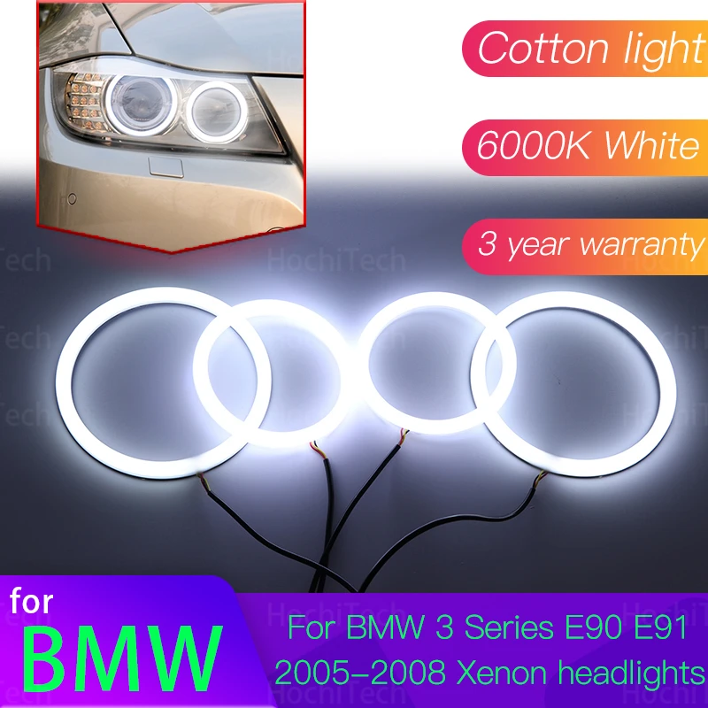 Angel Eyes Kit 6000l Cotton White Halo Ring Light For Bmw 3 Series E90 ...