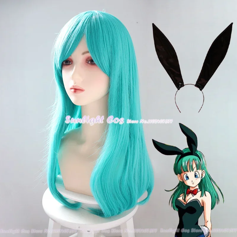 Peluca-de-Cosplay-de-Anime-Dragonball-Bulma-Buruma-pelo-largo-verde-de ...