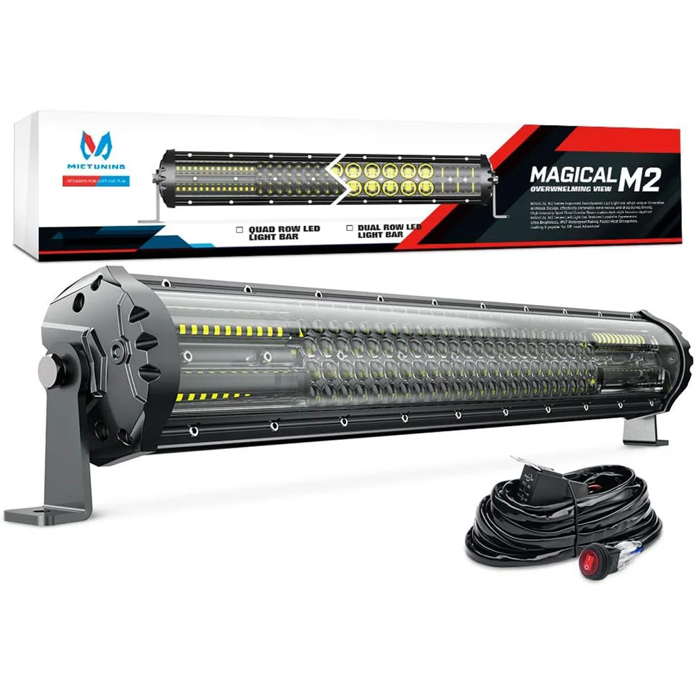 MICTUNING M2 22'' LED Light Bars Quad Row Spot Flood Combo Bar Off Road ...