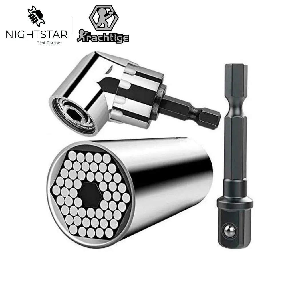 3pcs 7mm-19mm Universal Socket Ratchet Wrench Power Drill Adapter & 105 ...