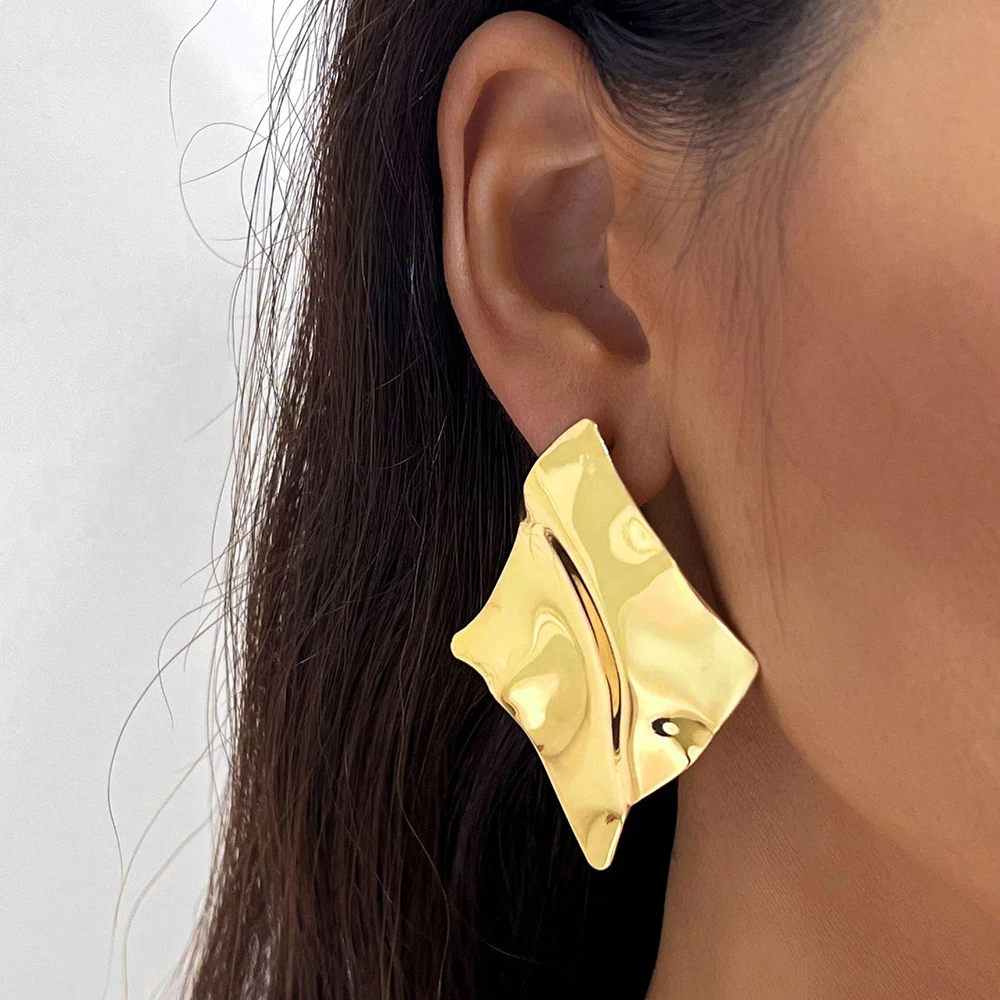 Exagerated-Gold-Color-Metal-Geometric-Irregular-Earrings-for-Women ...
