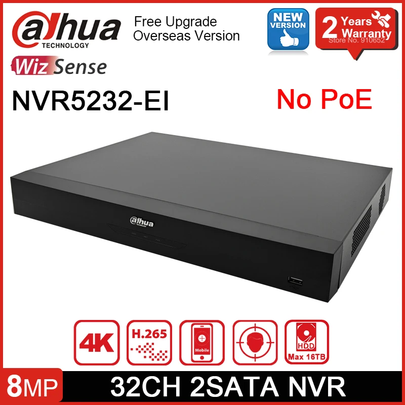Original Dahua 32CH NVR NVR5232-EI 32 Channels 1U 2HDD WizSense Network Video Recorder without ...